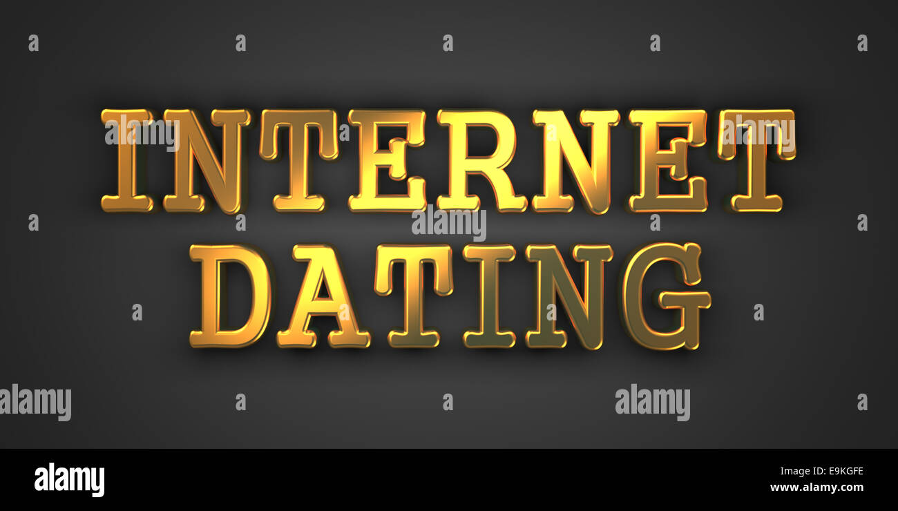 Internet Dating. Gold Text on Dark Background. 3D Render Stock Photo ...