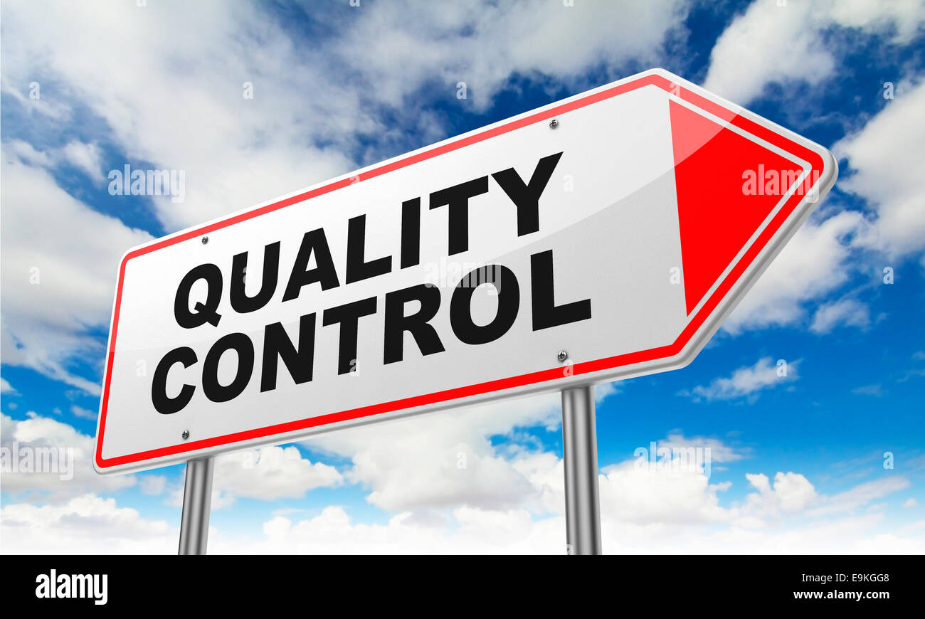 Quality Control - Inscription on Red Road Sign on Sky Background Stock ...