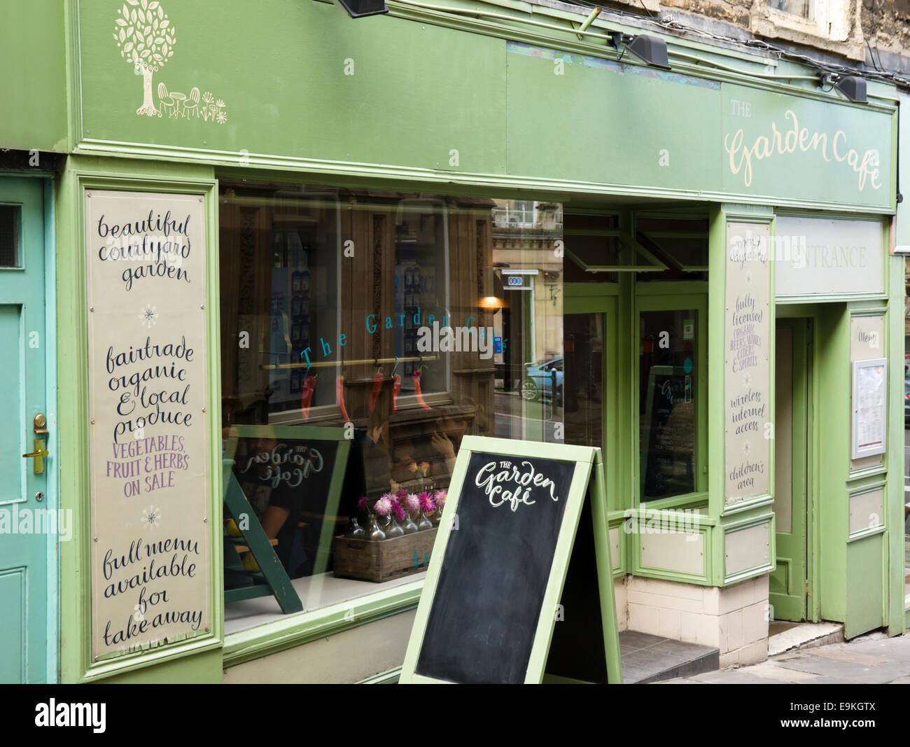 Frome a small town in Somerset England The Garden Cafe Stock Photo - Alamy