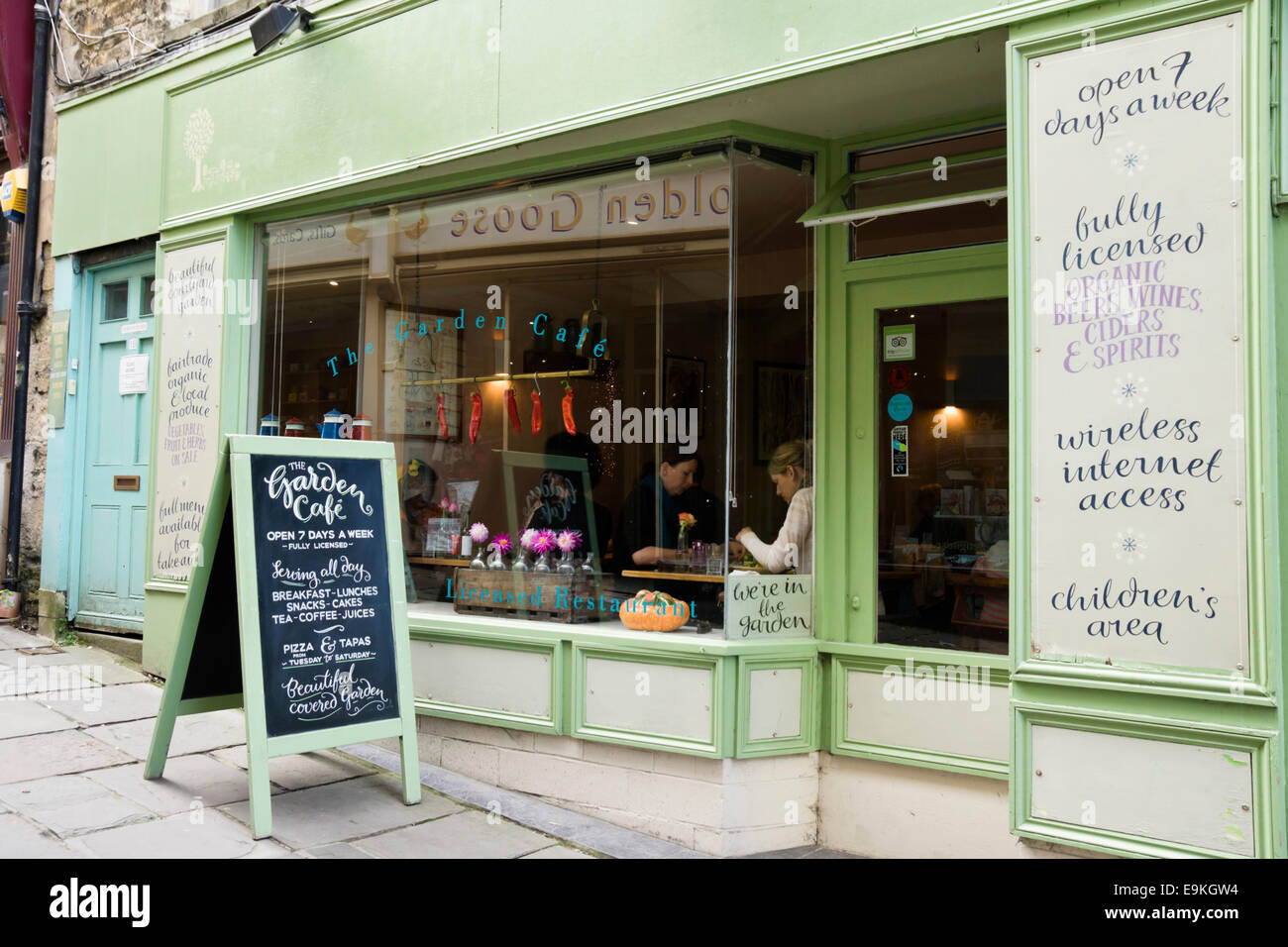 Frome a small town in Somerset England The Garden Cafe Stock Photo - Alamy