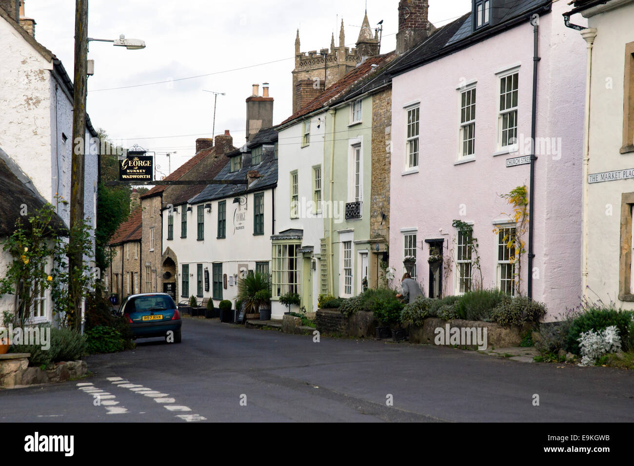 Nunney a village in Somerset England UK Stock Photo - Alamy