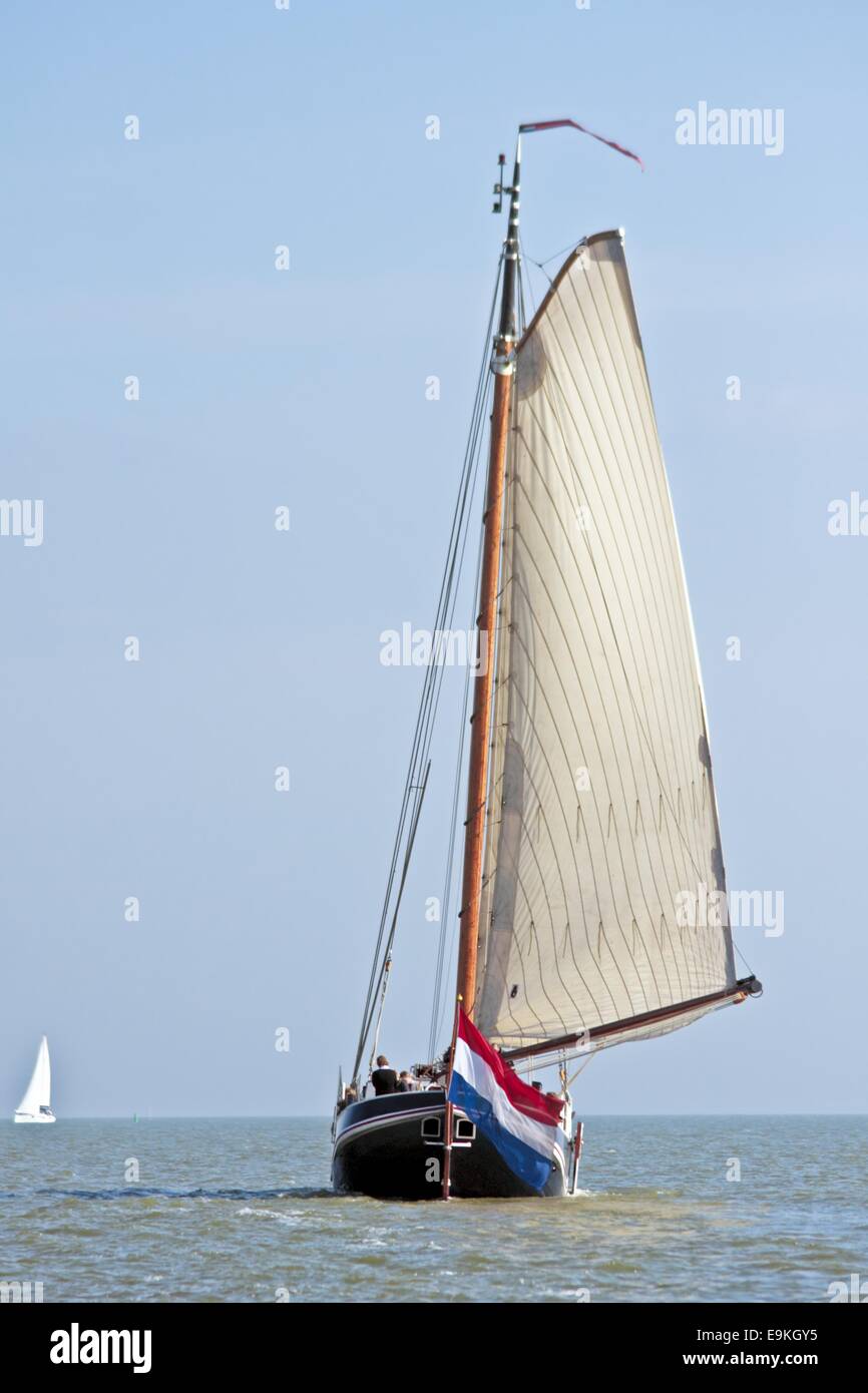 Traditional sailing ship on the IJsselmeer in the Netherlands Stock ...