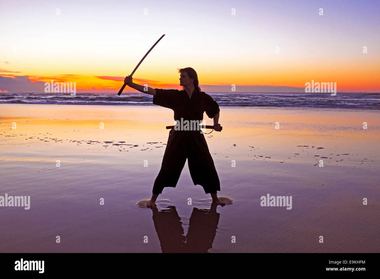 Beach sunset samurai hi-res stock photography and images - Alamy