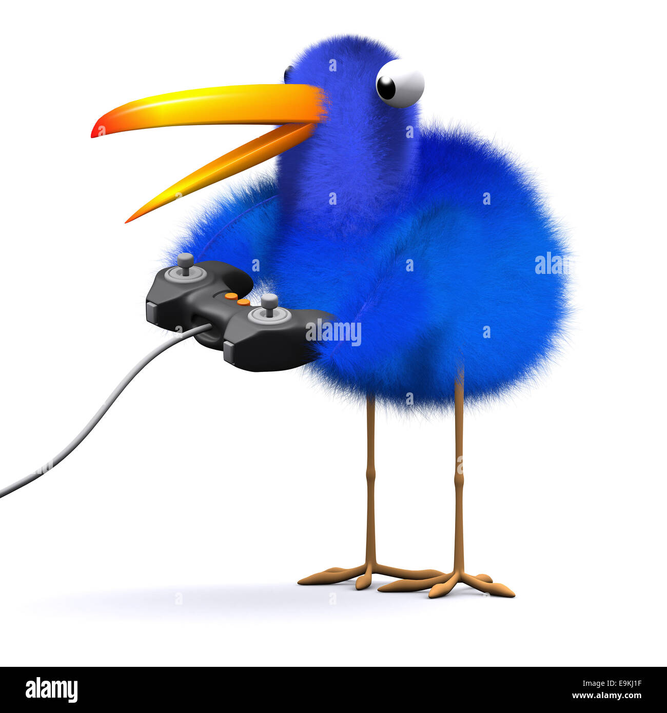 3d render of a blue bird playing a video game Stock Photo - Alamy