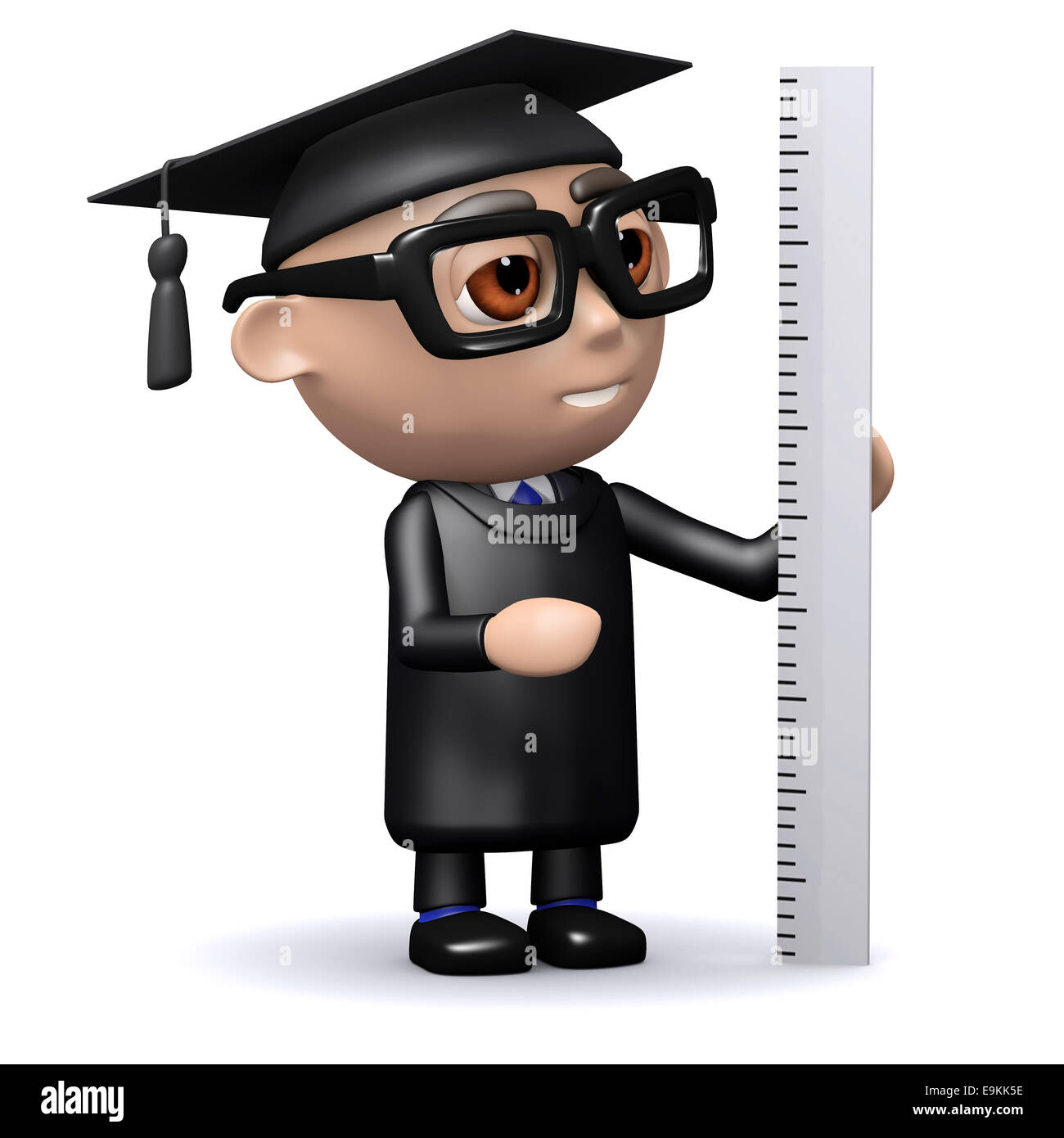 3d render of a graduate holding a ruler Stock Photo - Alamy