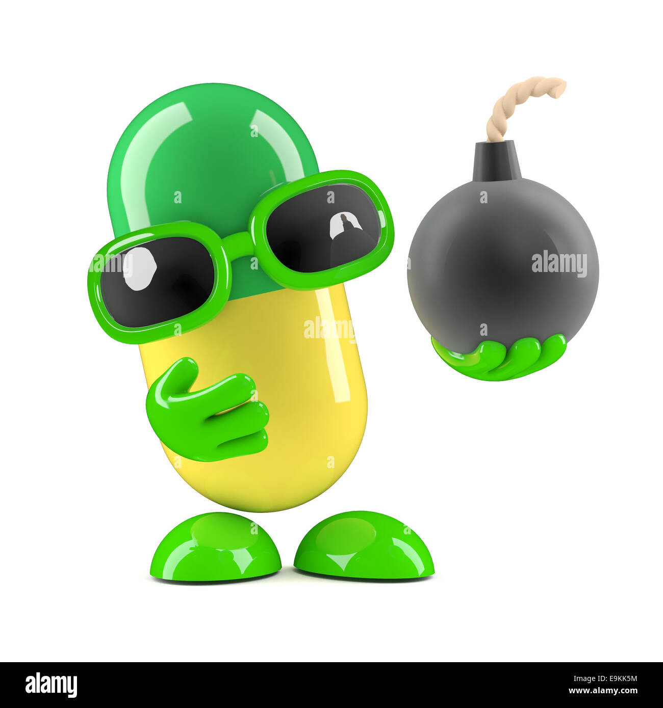 3d render of a pill holding a bomb Stock Photo - Alamy