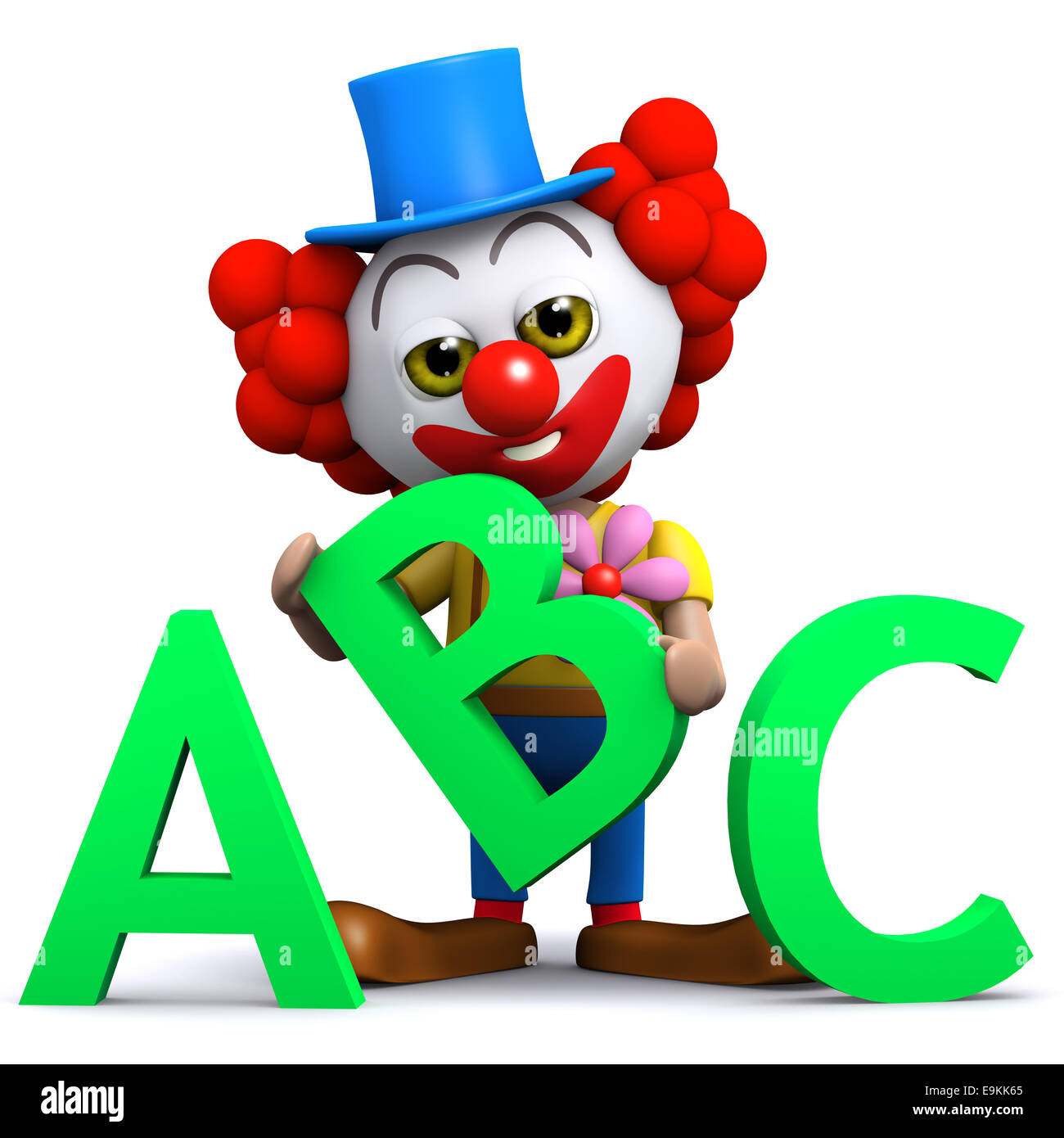 3d render of a clown learning the alphabet with the letters ABC Stock ...
