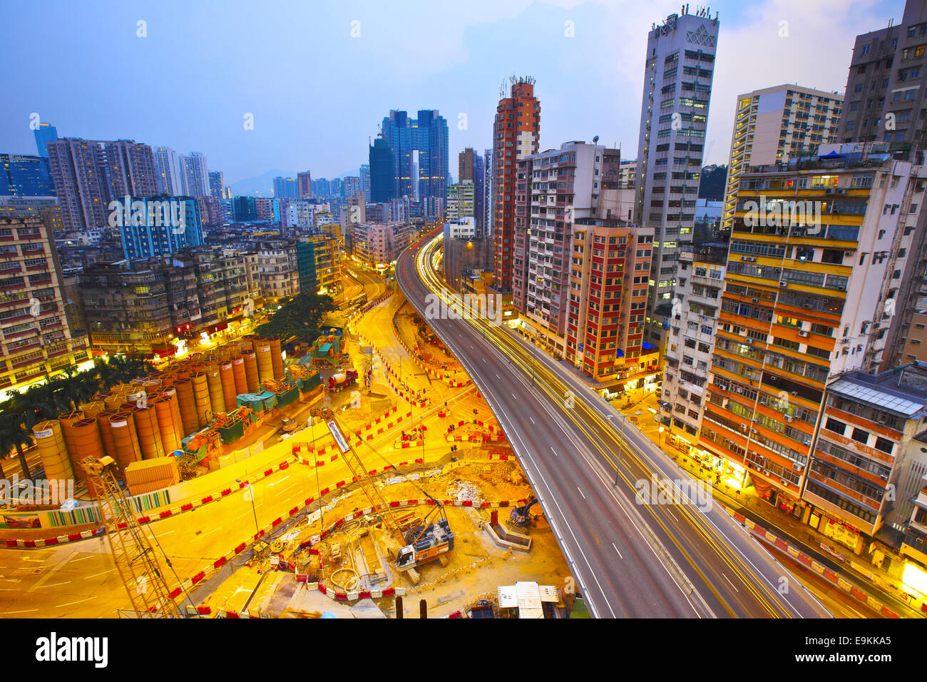 Sunset modern city overpass Stock Photo - Alamy
