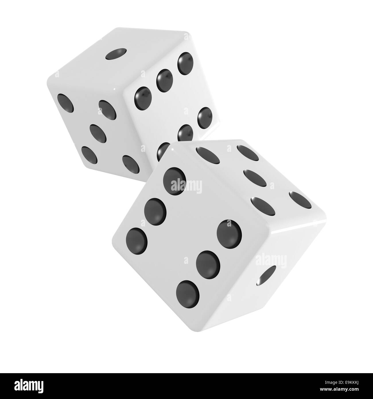 3d render of two white dice falling Stock Photo - Alamy