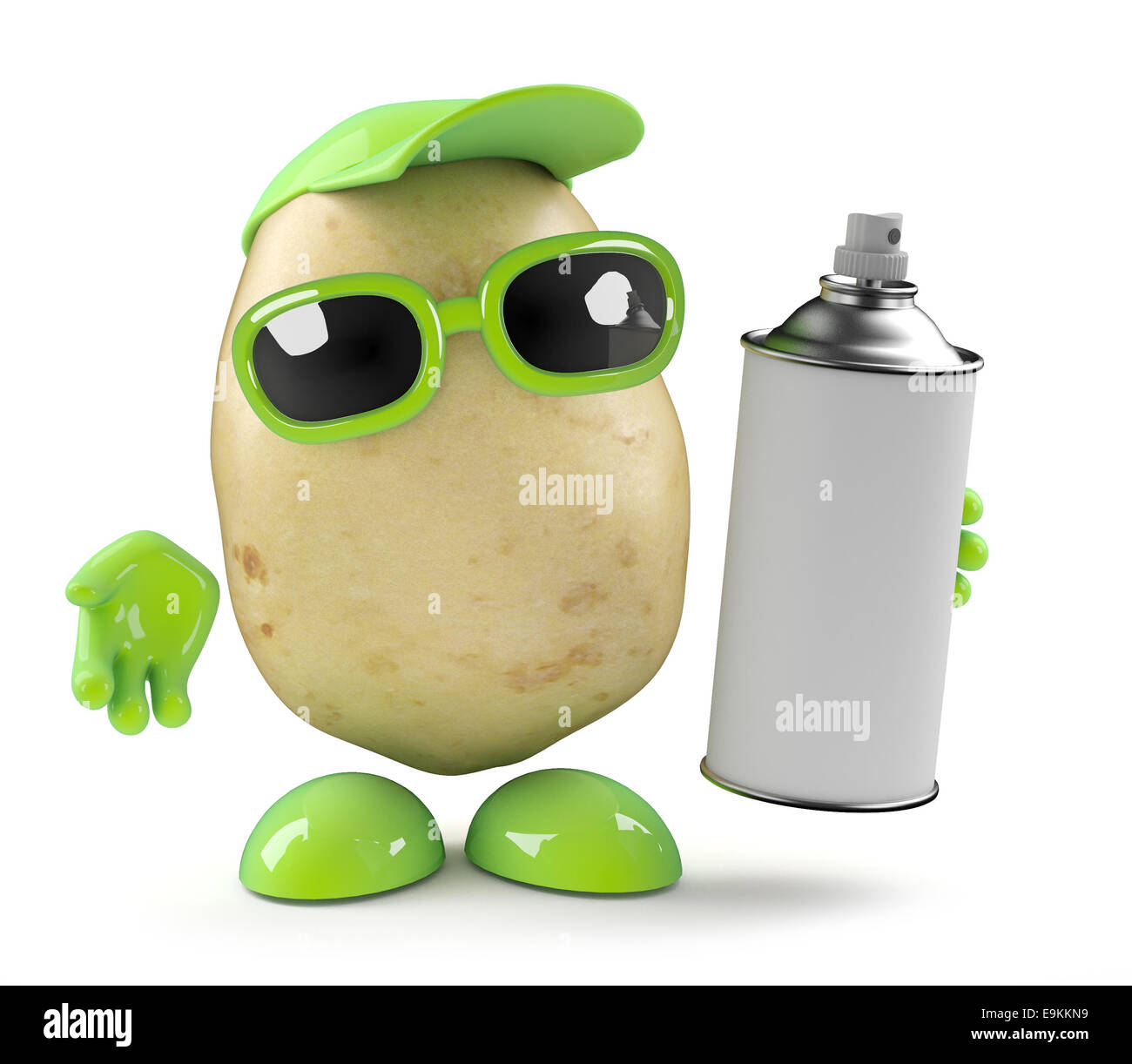 3d render of a potato holding a can of spraypaint Stock Photo - Alamy