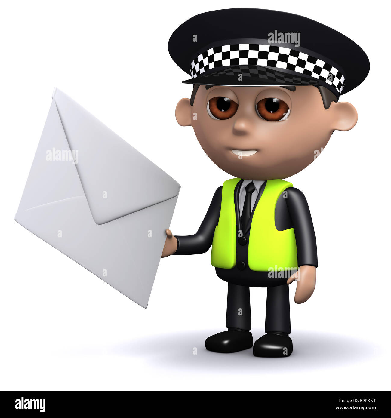 3d render of a police officer holding an envelope Stock Photo - Alamy
