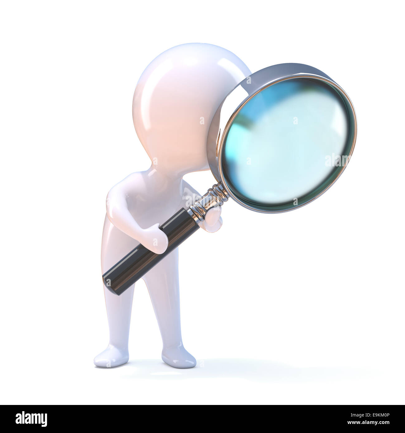 3d render of a little person with a magnifying glass Stock Photo - Alamy