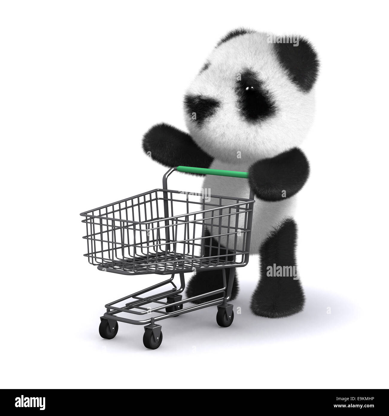 3d render of a baby panda bear with a shopping cart Stock Photo - Alamy