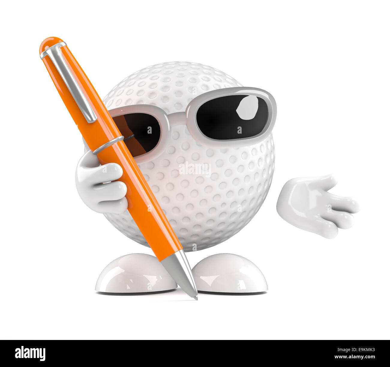 3d render of a golf ball writing with a pen Stock Photo - Alamy