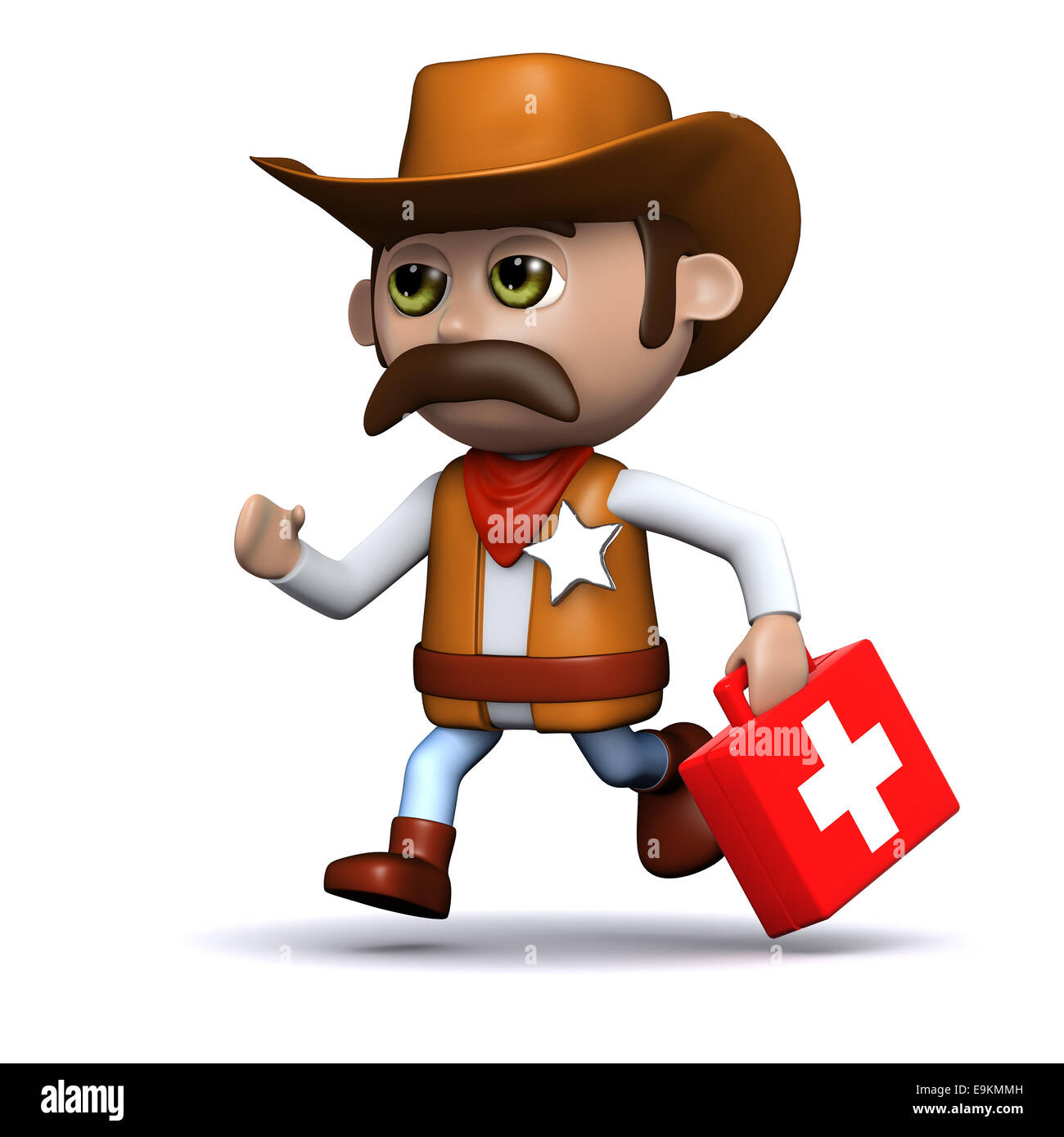 3d render of a cowboy carrying first aid Stock Photo - Alamy