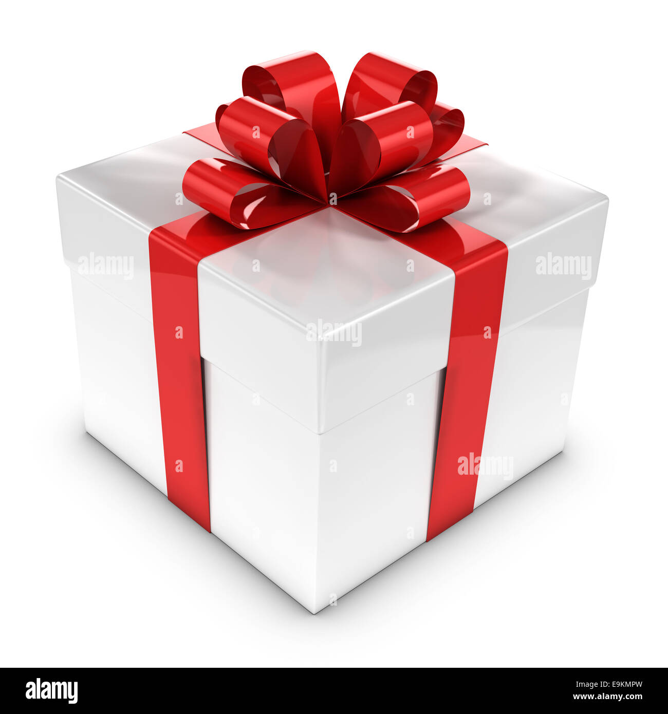 3d render of a white and red gift box Stock Photo - Alamy