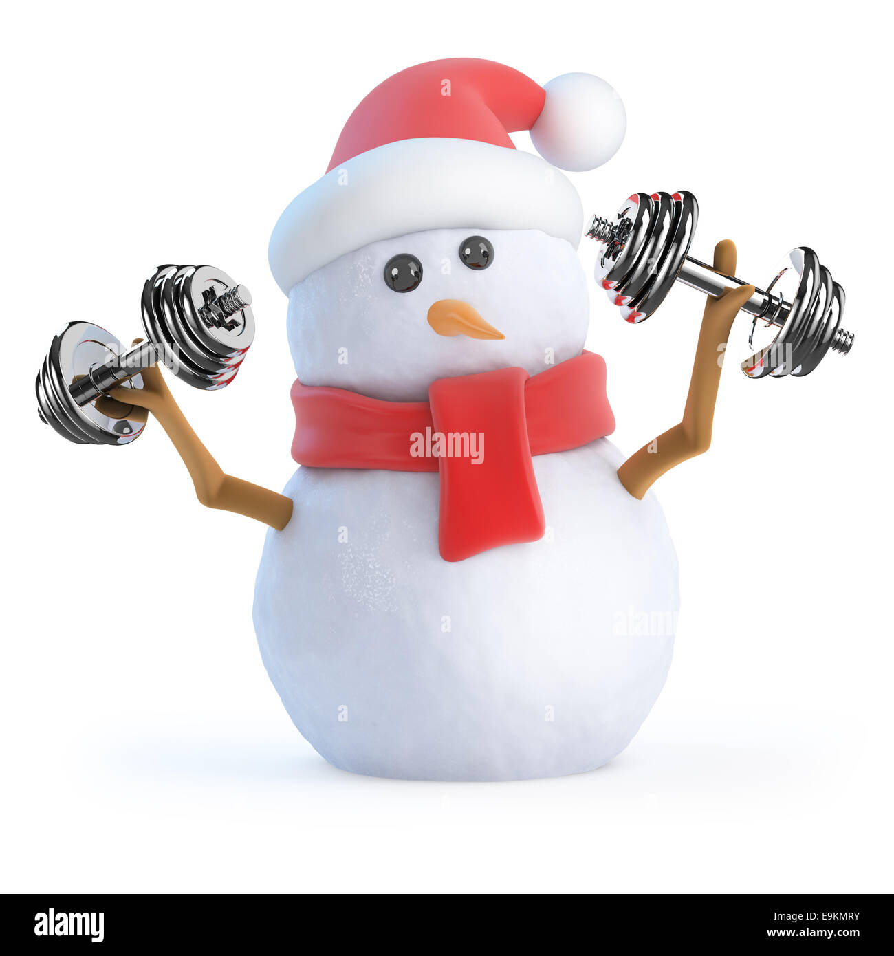 3d render of a snowman working out with weights Stock Photo - Alamy