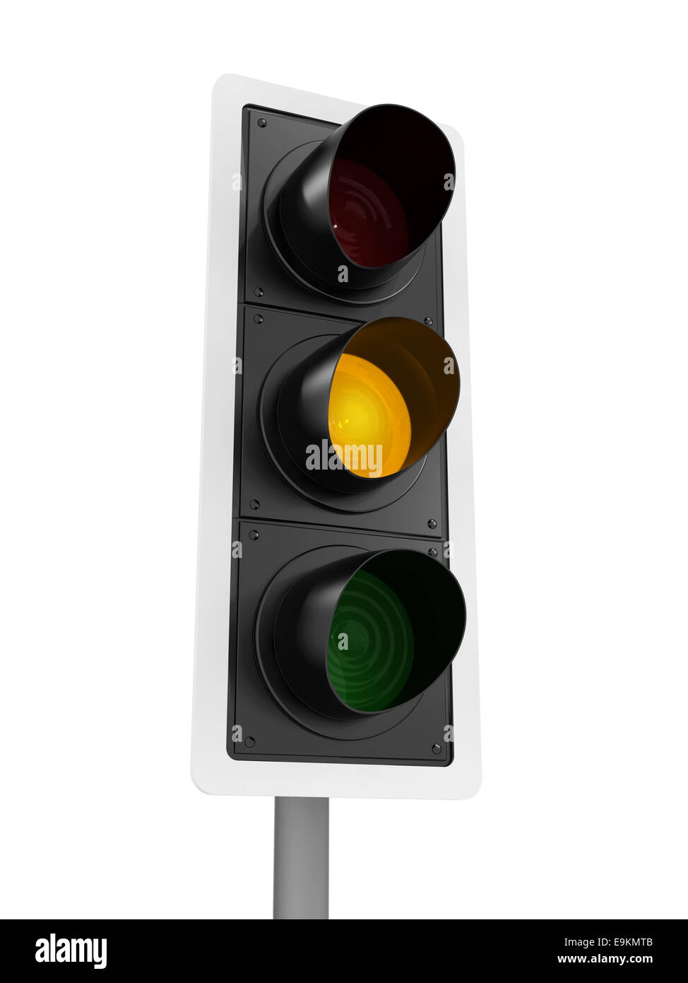 3d render of a traffic light with amber lit Stock Photo - Alamy