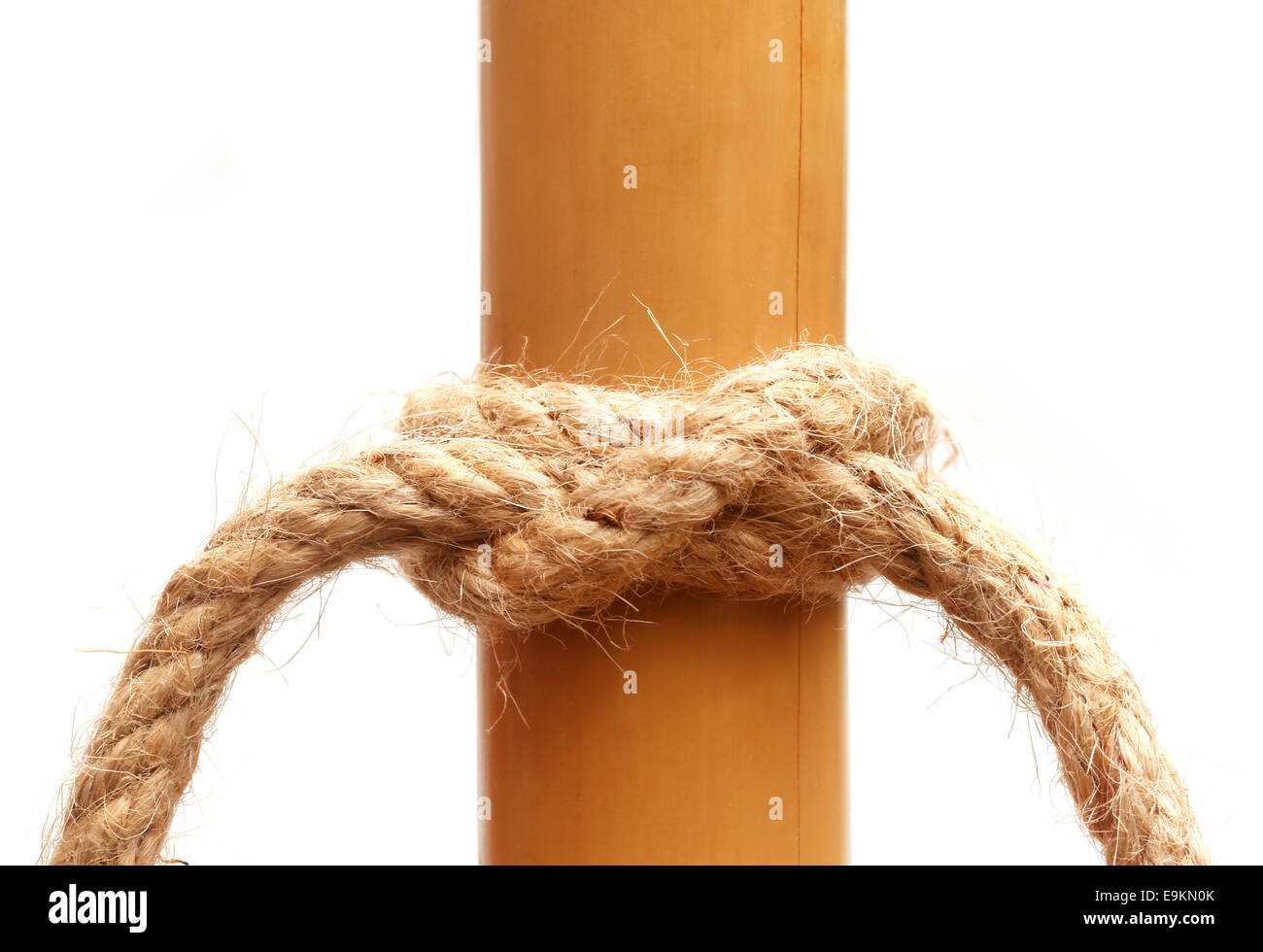 Rope knot on a bamboo over white background Stock Photo - Alamy