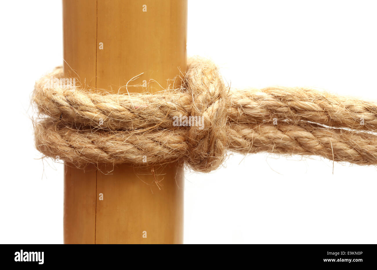 Rope knot on a bamboo over white background Stock Photo - Alamy
