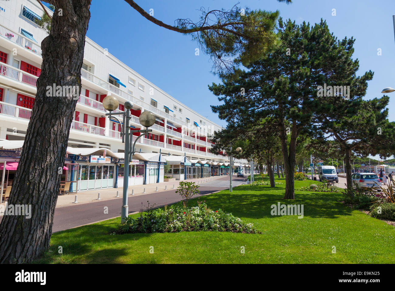 Trees and shrubs on the central reservation on the promenade at Royan ...