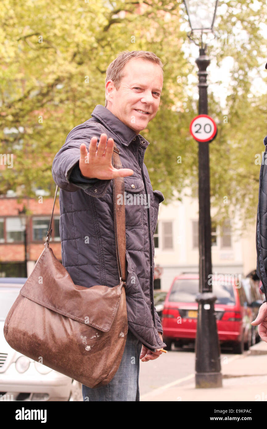 On the set of '24' in Central London Featuring: Kiefer Sutherland Where ...