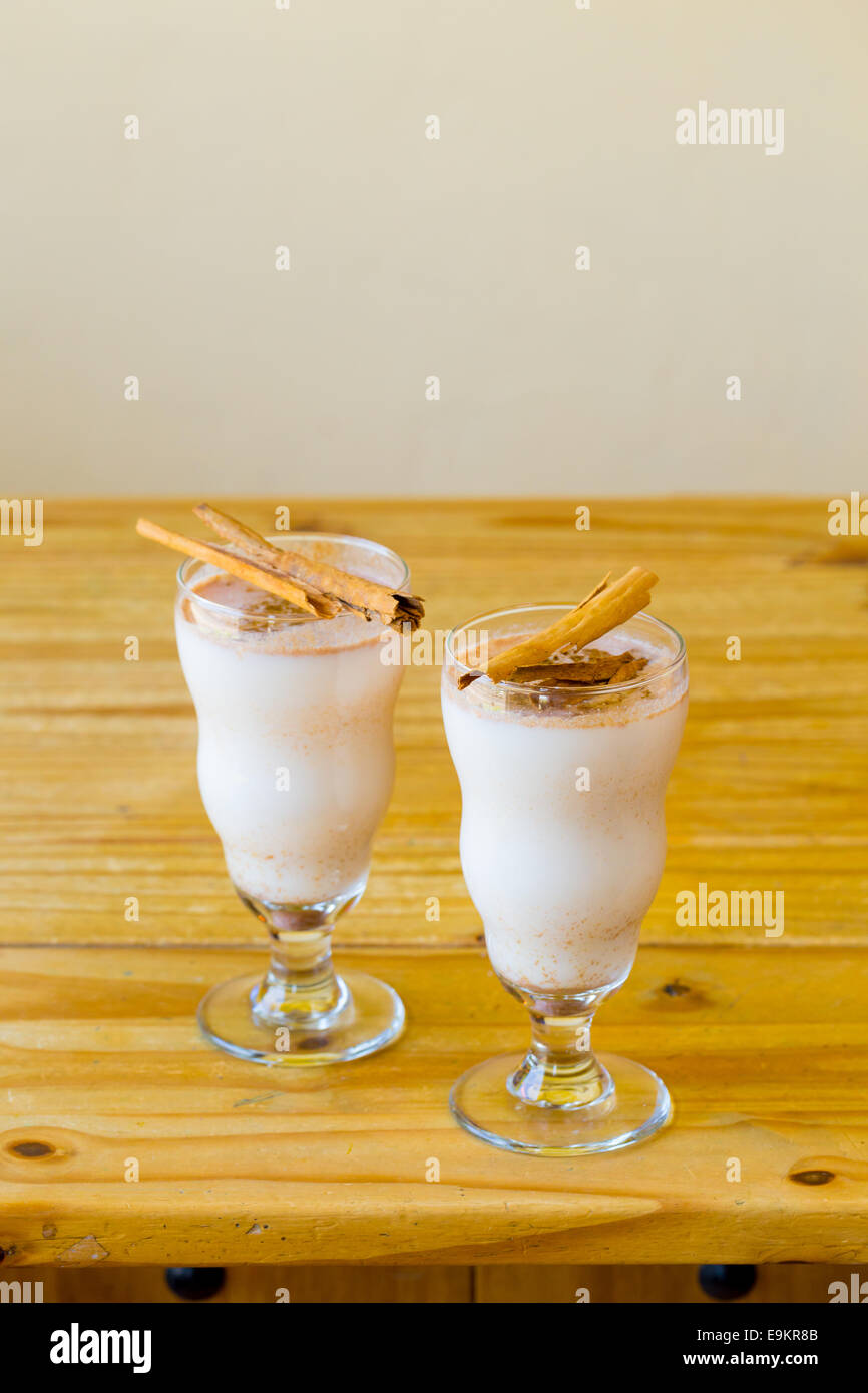 Mexican restaurant bar serving a traditional cinnamon horchata with ...