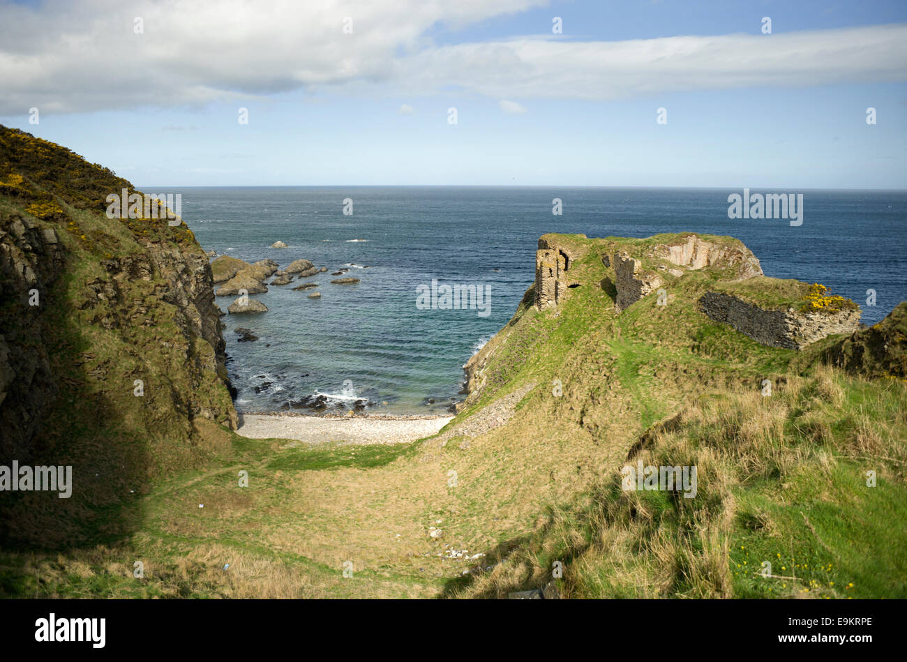 The ruins of Findlater Castle sits atop the cliffs overlooking the ...