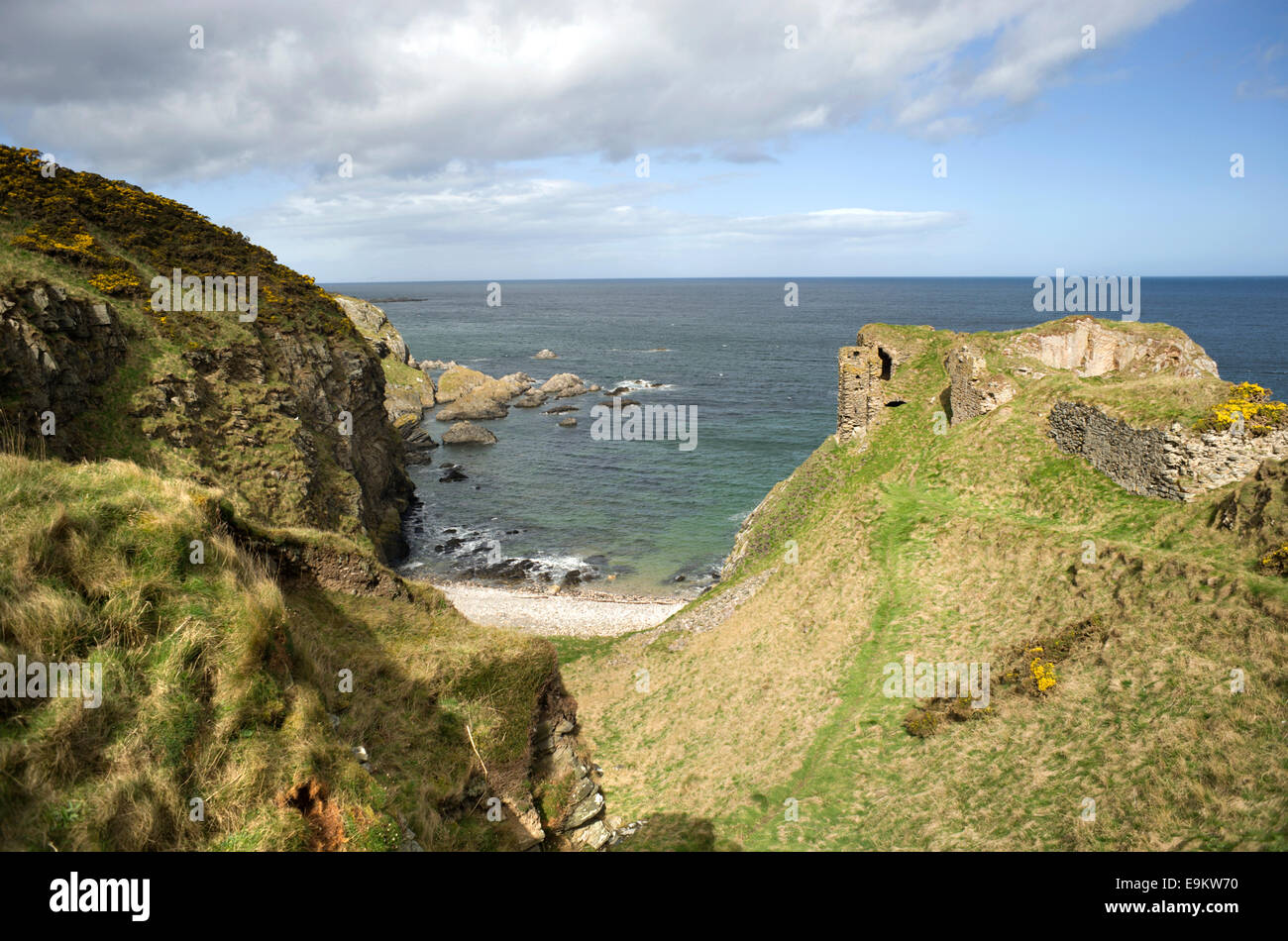 The ruins of Findlater Castle sits atop the cliffs overlooking the ...