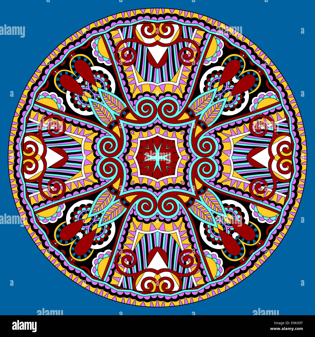 decorative design of circle dish template, round geometric patte Stock ...