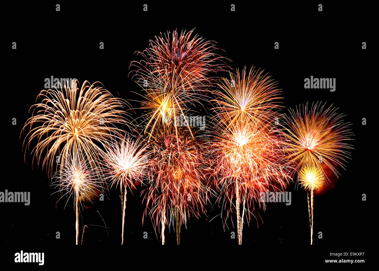 beautiful fireworks over sky at the night Stock Photo - Alamy