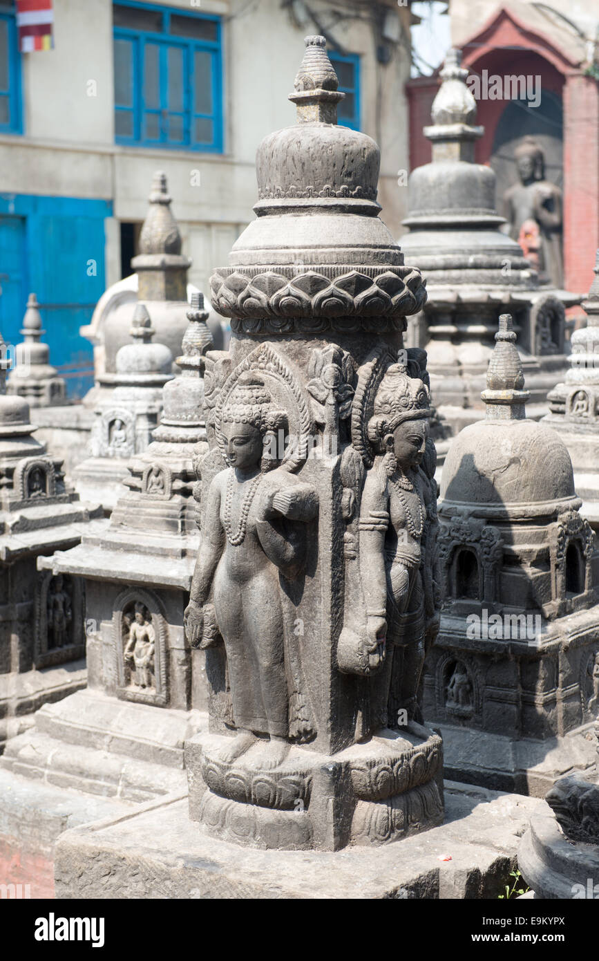Stone inscriptions in Swayambhunath religious complex aka Monkey Temple ...