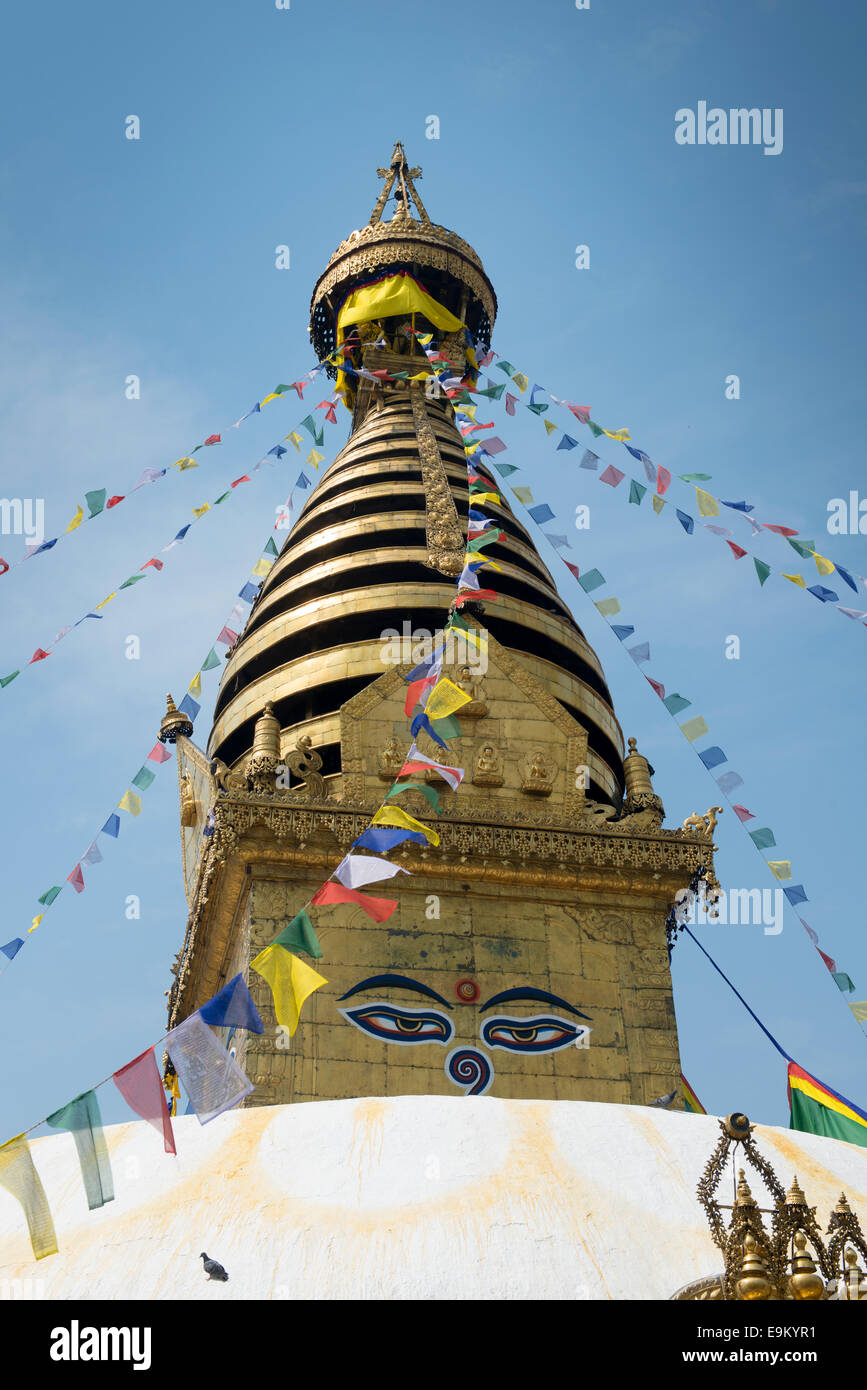Swayambhu stupa in Swayambhunath religious complex aka Monkey Temple ...