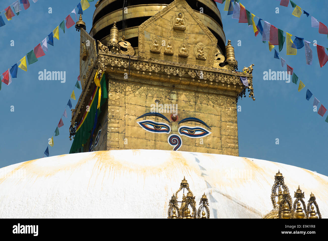 Swayambhu stupa in Swayambhunath religious complex aka Monkey Temple ...