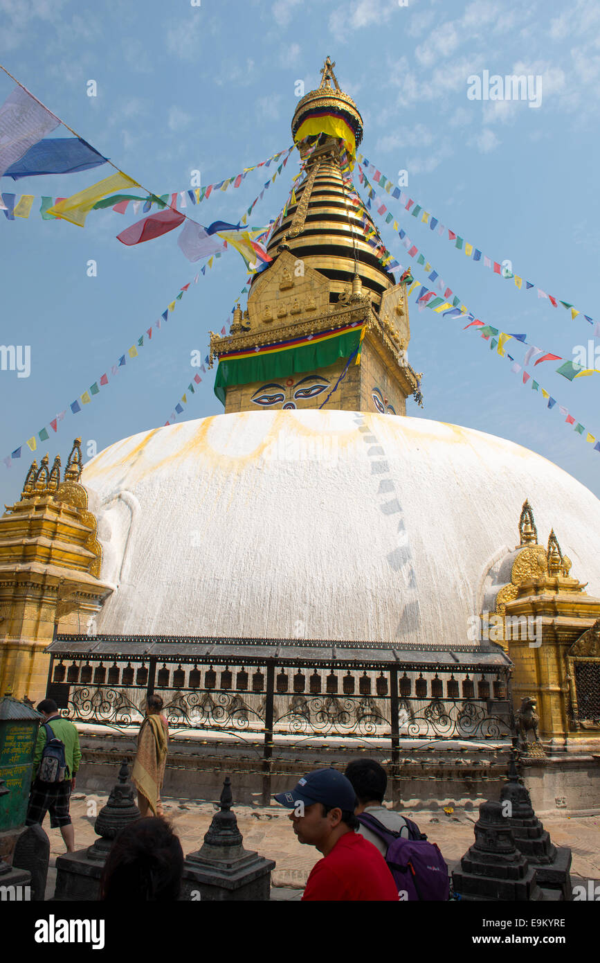 Swayambhu stupa in Swayambhunath religious complex aka Monkey Temple ...