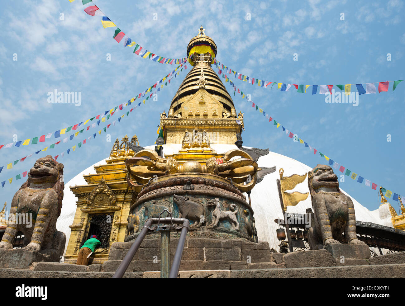 Swayambhu stupa in Swayambhunath religious complex aka Monkey Temple ...