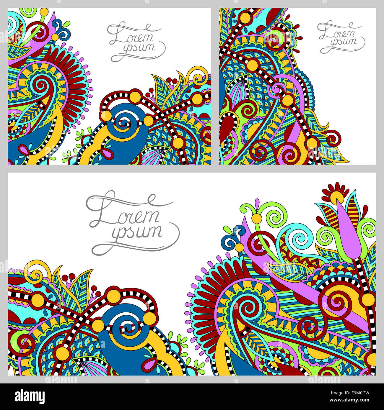 set of floral decorative background, template frame design for c Stock ...