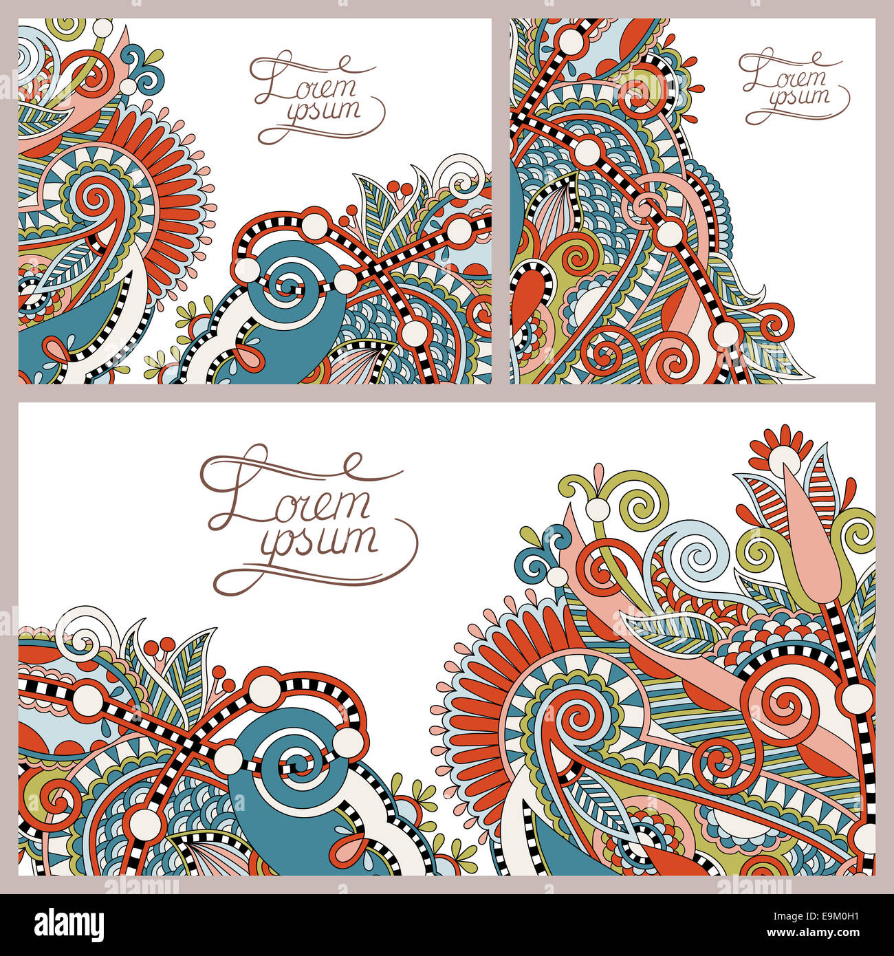 set of floral decorative background, template frame design for c Stock ...