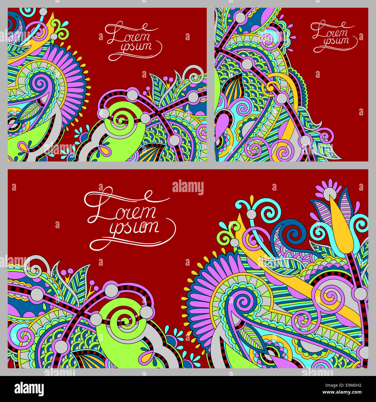 set of floral decorative background, template frame design for c Stock ...