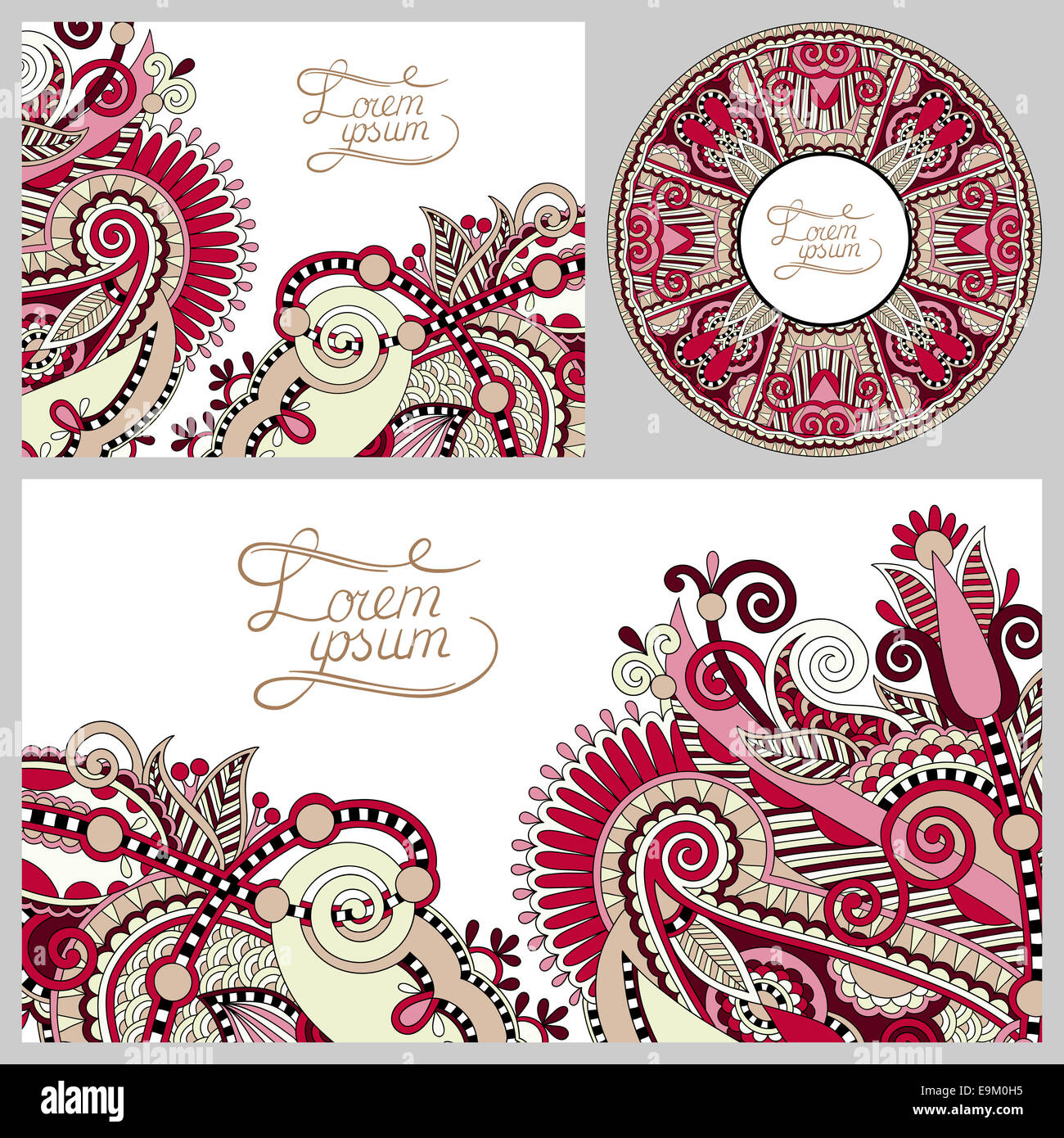 set of floral decorative background, template frame design for c Stock ...