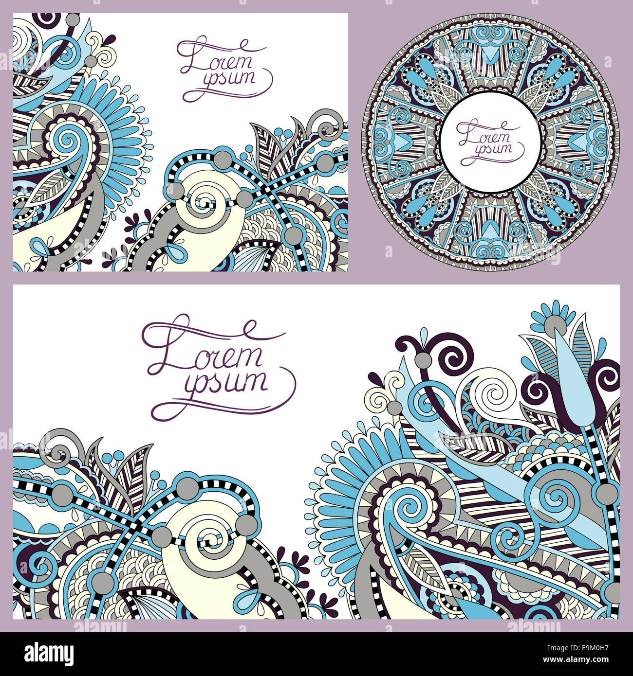 set of floral decorative background, template frame design for c Stock ...