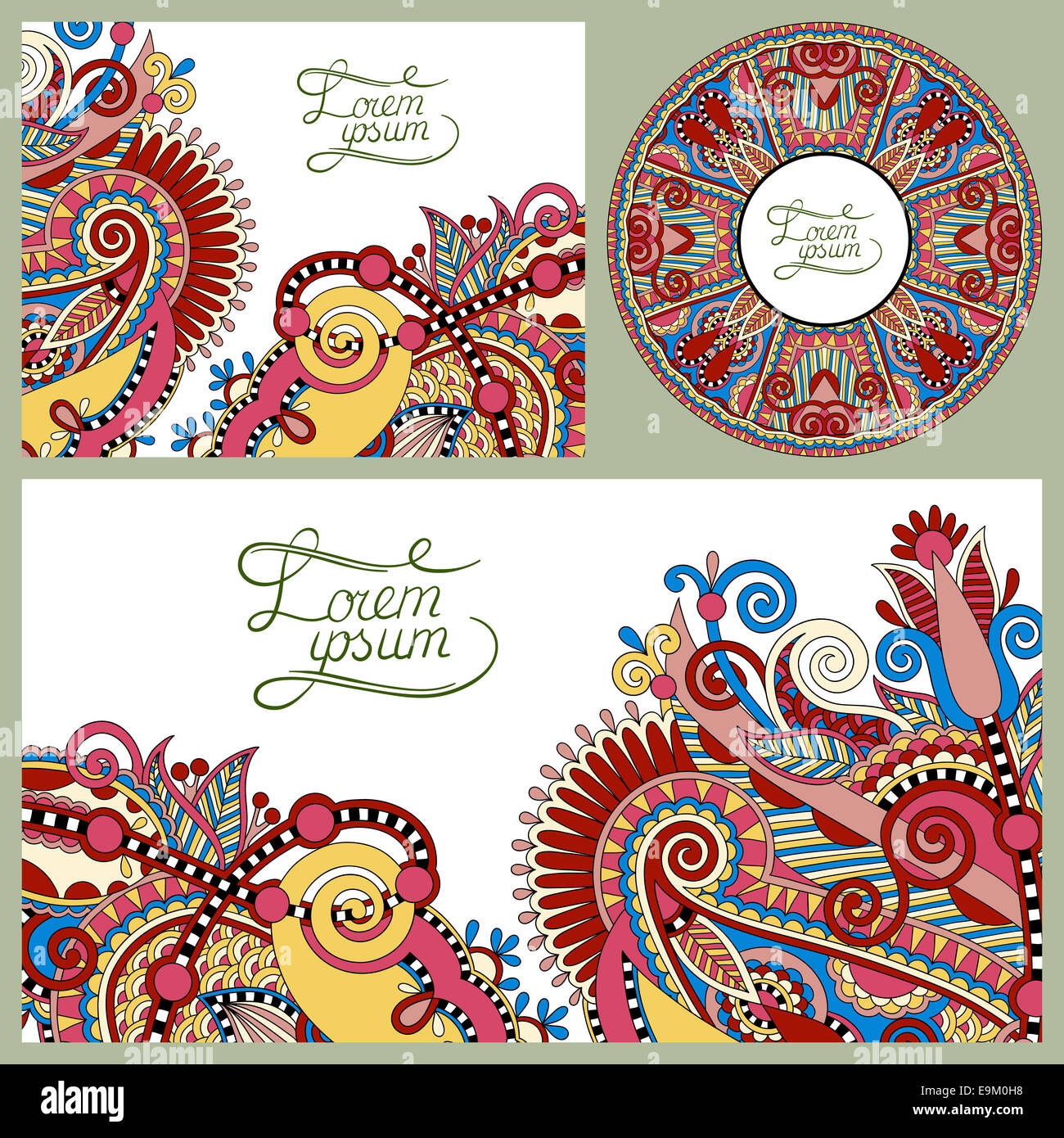 set of floral decorative background, template frame design for c Stock ...