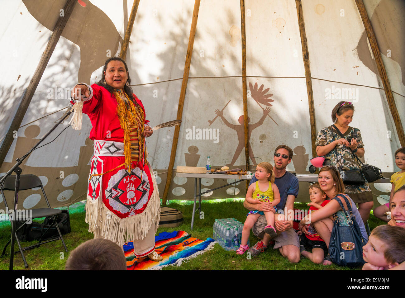 American Indian First Nations Native interpretive talk inside teepee ...
