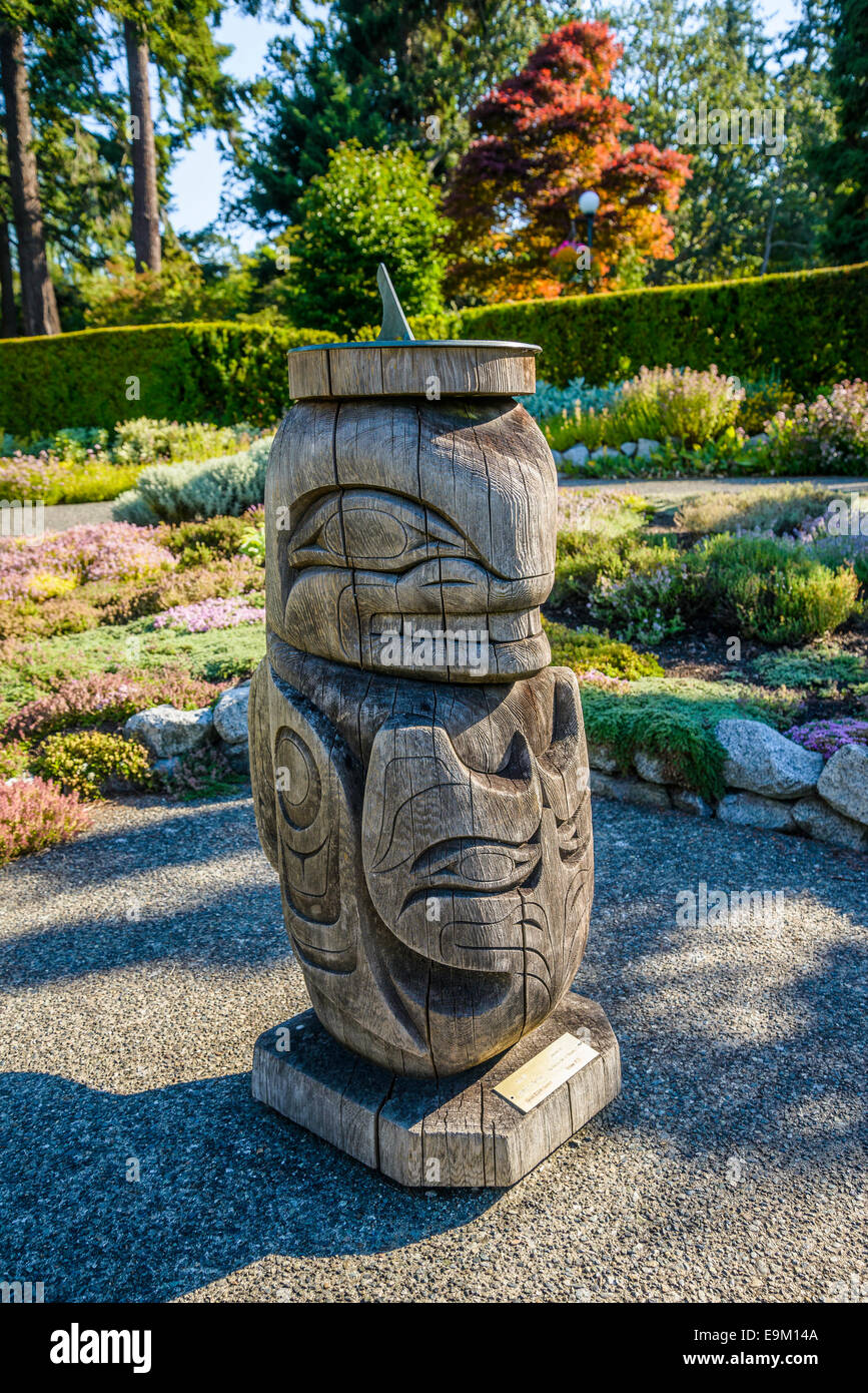 First Nations totem pole style sundial in garden, Government House ...