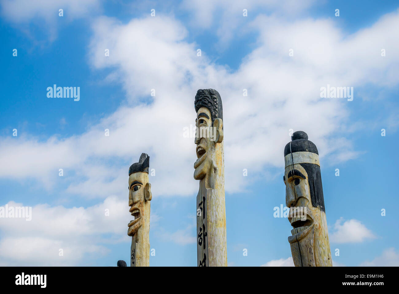 Totem like poles in Gwacheon Park, Airdrie, Alberta, Canada. Gifted ...