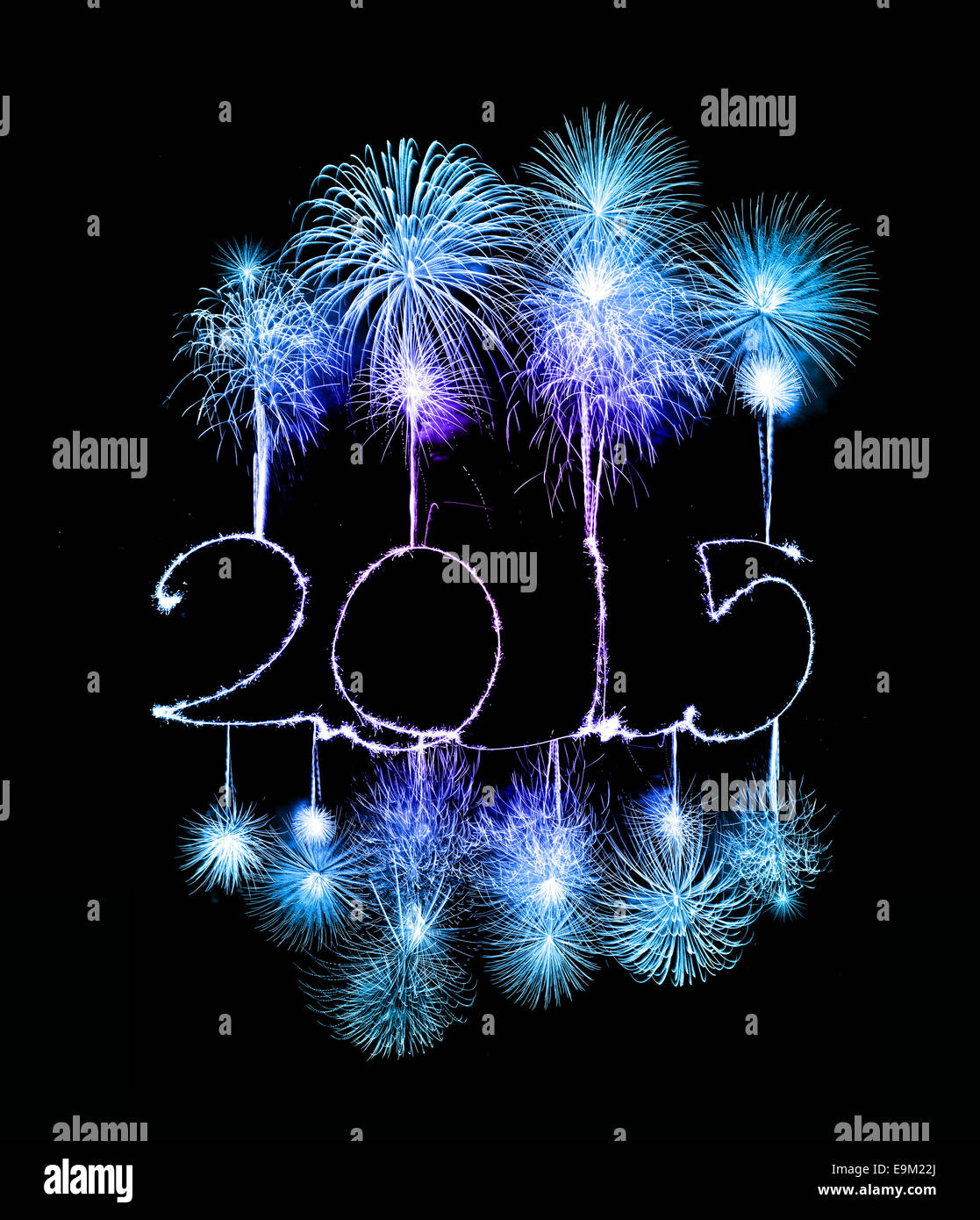 Happy New Year - 2015 made a sparkler with fireworks Stock Photo - Alamy