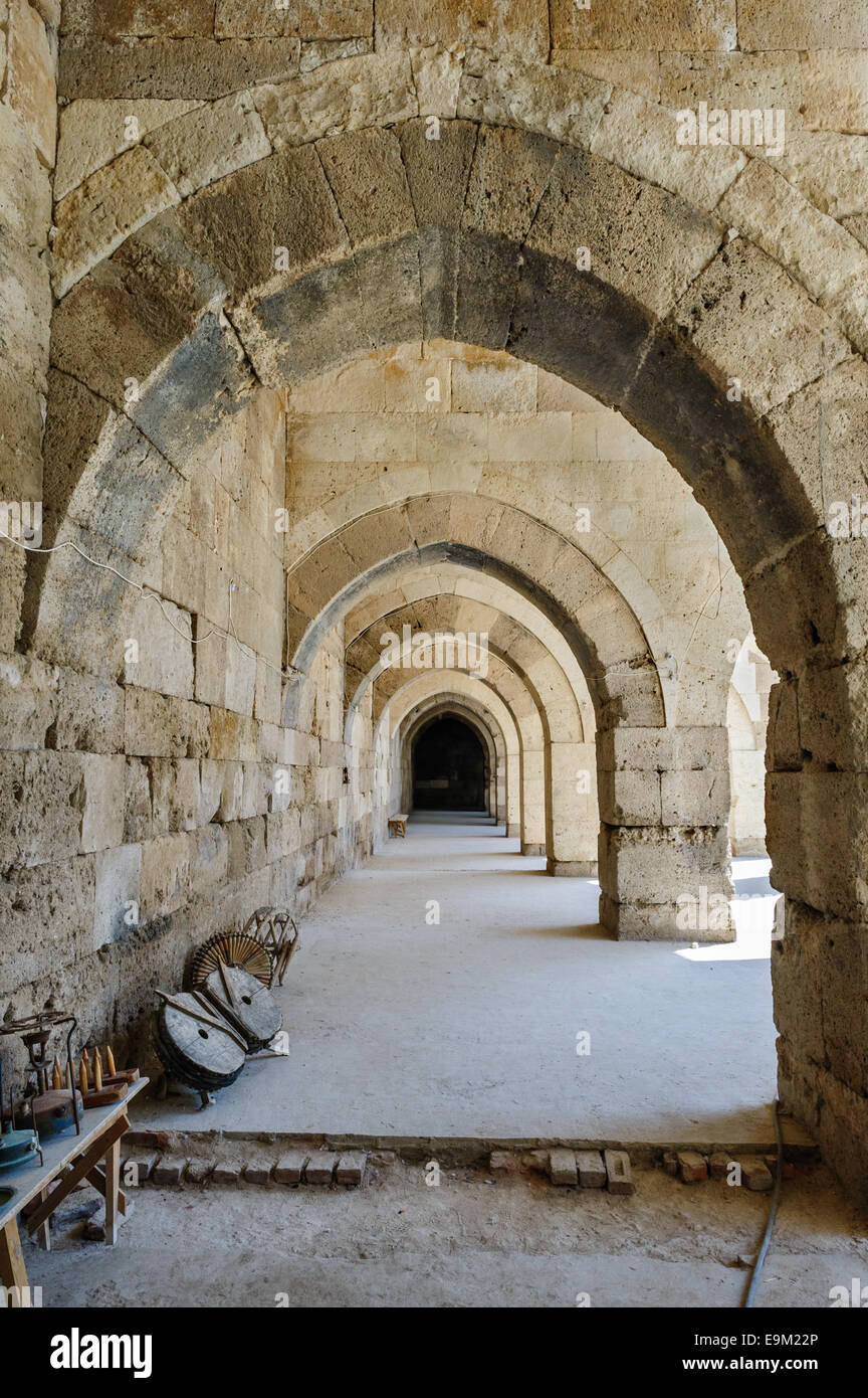 arches and columns in Sultanhani caravansary on Silk Road, Turkey Stock ...