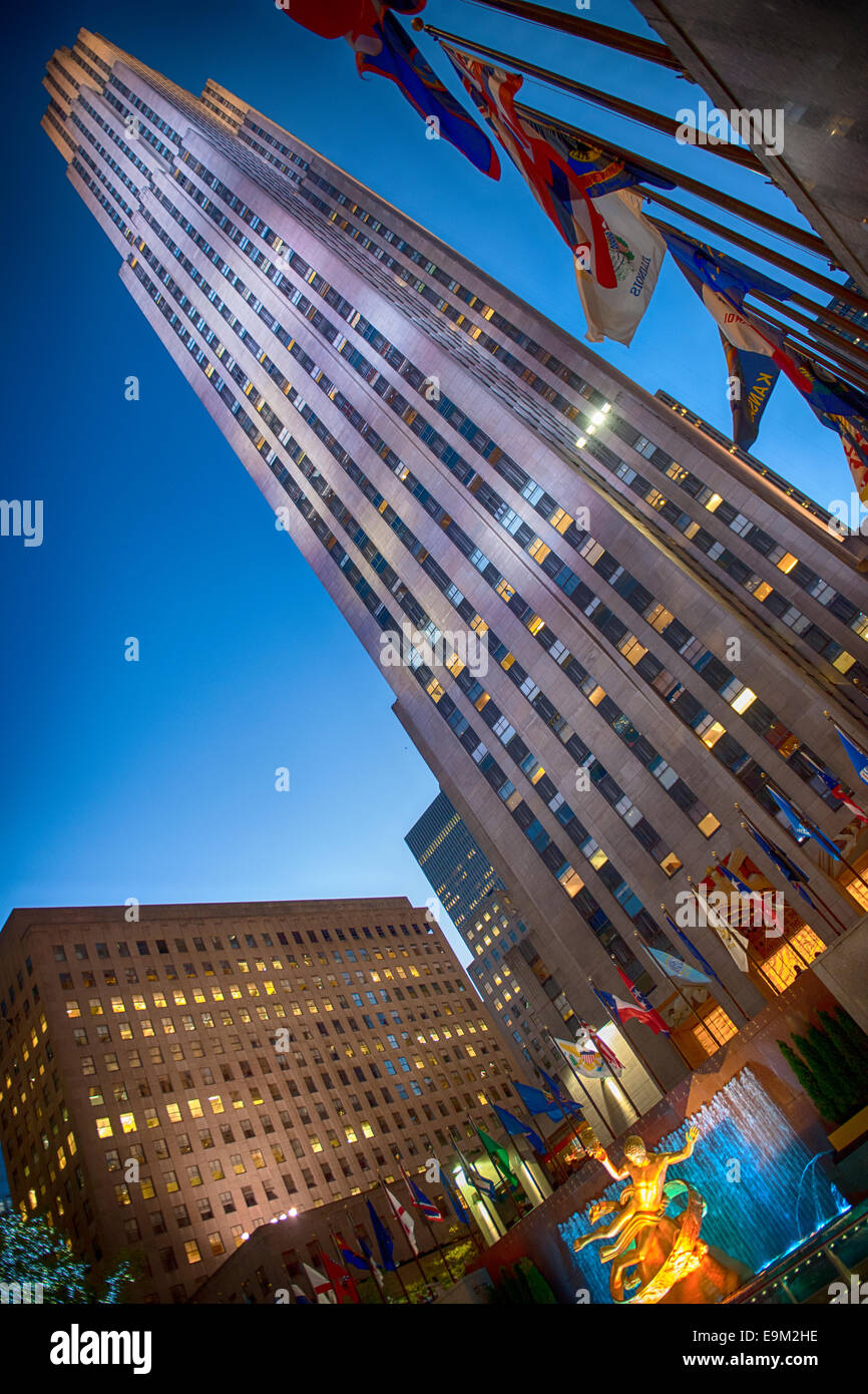 Rockefeller Center Night New York City 30Rock Fall Stock Photo - Alamy