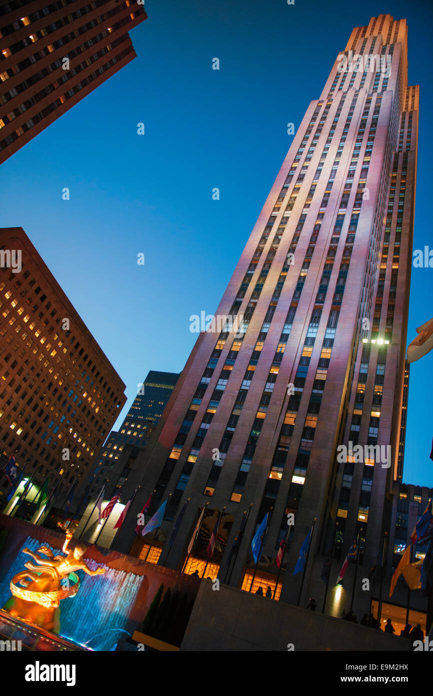 Rockefeller Center Night New York City 30Rock Fall Stock Photo - Alamy