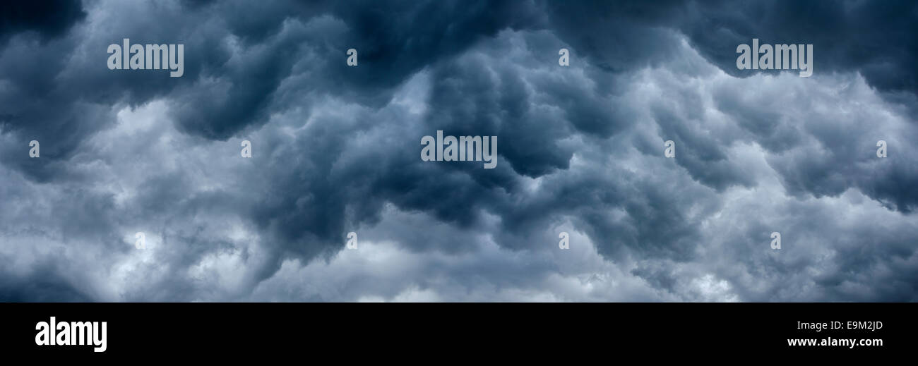 Storm Clouds: Dramatic wide angle, panoramic view of Storm Clouds Ahead ...